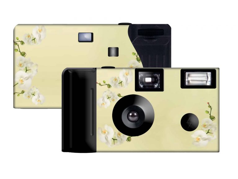White Orchid Custom Disposable Camera - Custom Camera Collection