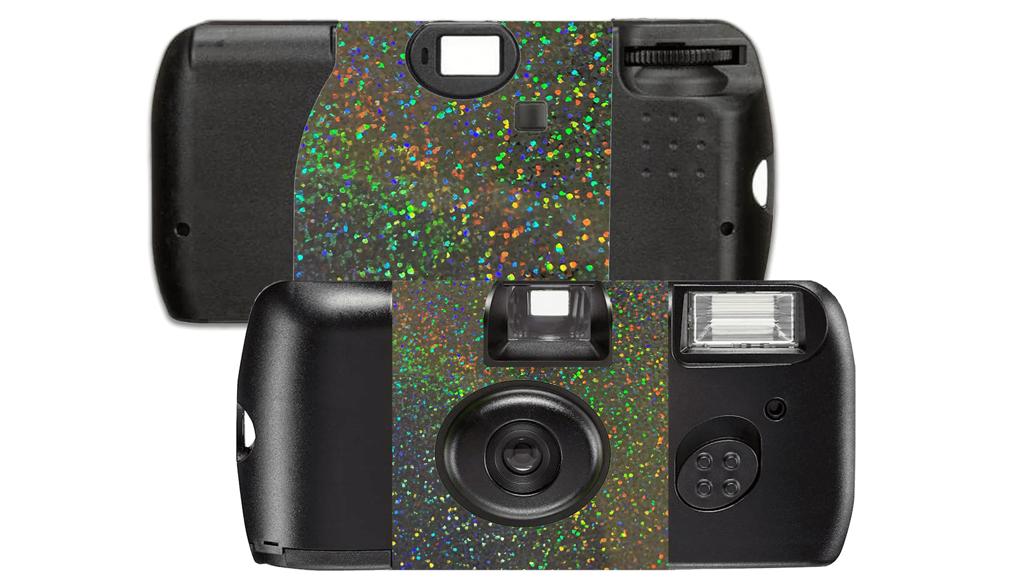 Holographic Glitter Gunmetal Custom Disposable Camera - Custom Camera ...